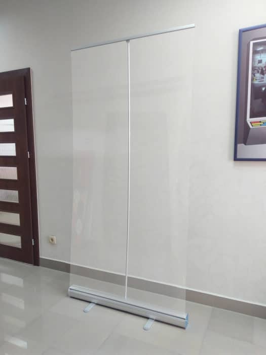 Pull-up transparent shield | Clear roller banner | Protective mobile screen